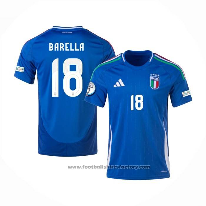 Buy Italy Player Barella Home Shirt 2024-2025 at Footballshirtsfactory