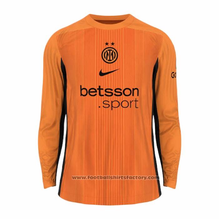 Buy Inter Milan Goalkeeper Shirt Long Sleeve 2025-2026 Orange at ...